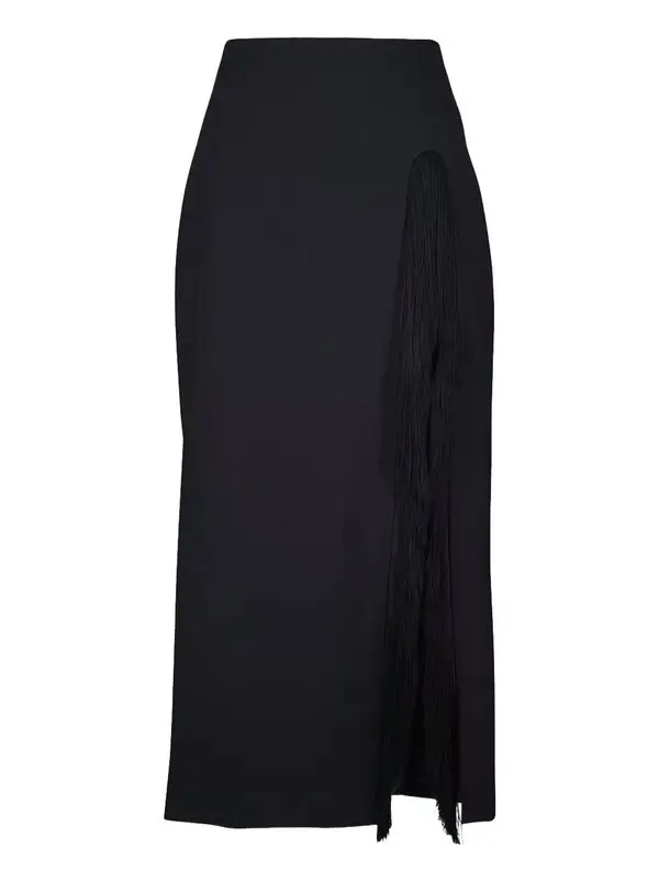 Lela Rose Fringe-detail Midi Skirt - Black