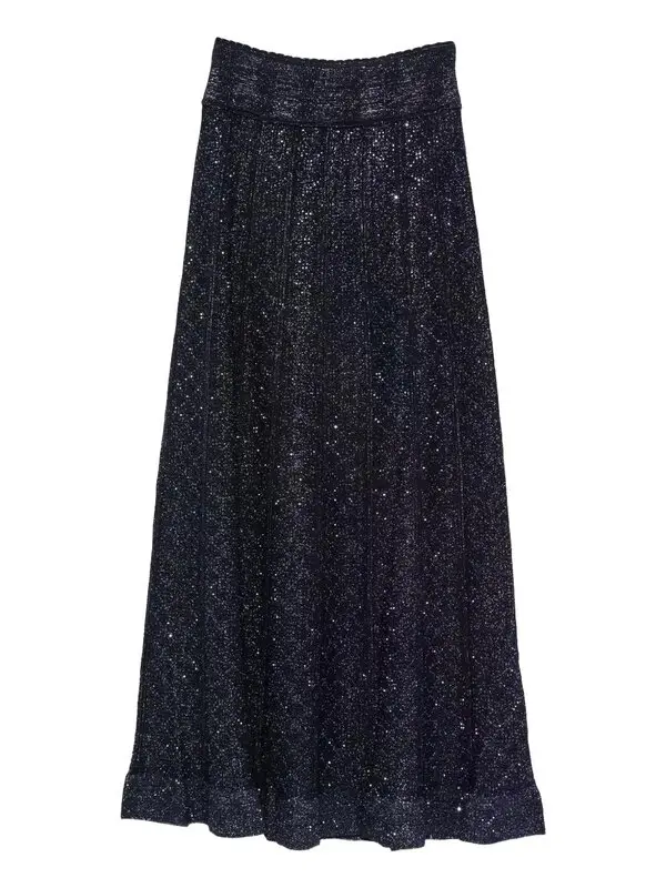 Sandro Textured Strass Abstract Knitted Skirt - Blue