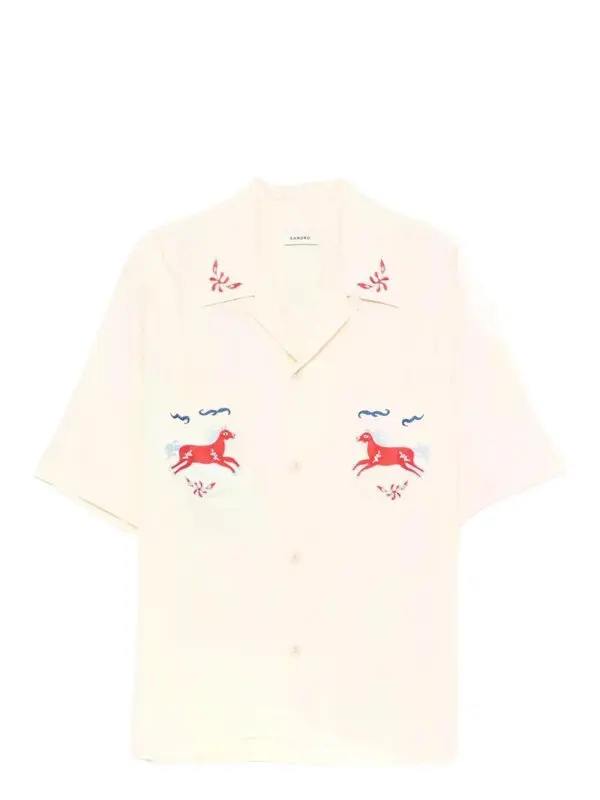 Sandro Horse-embroidered Shirt - Neutrals