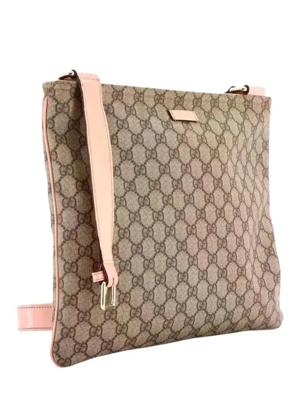 Gucci Flat Messenger Bag Gg Canvas Medium - Neutrals