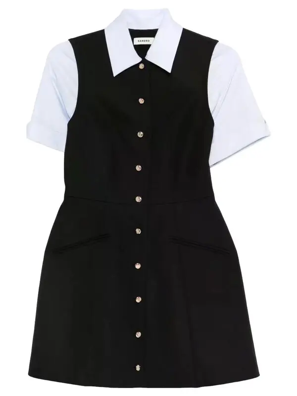 Sandro Button Short Day Dress - Black