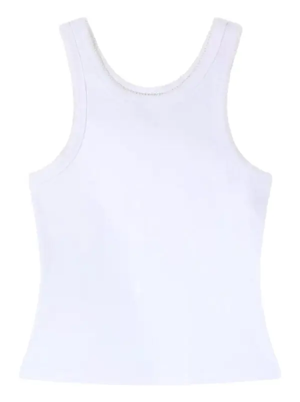 Sandro Ribbed Beaded Tank Top - White