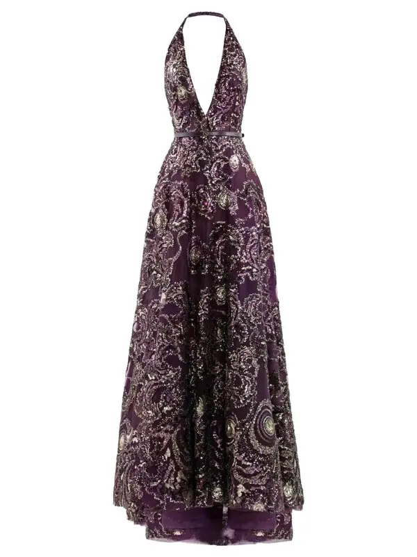 SAIID KOBEISY Embroidered Maxi Dress - Purple
