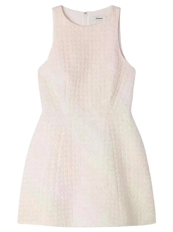 Sandro Sequin-embellished Tweed Mini Dress - Pink