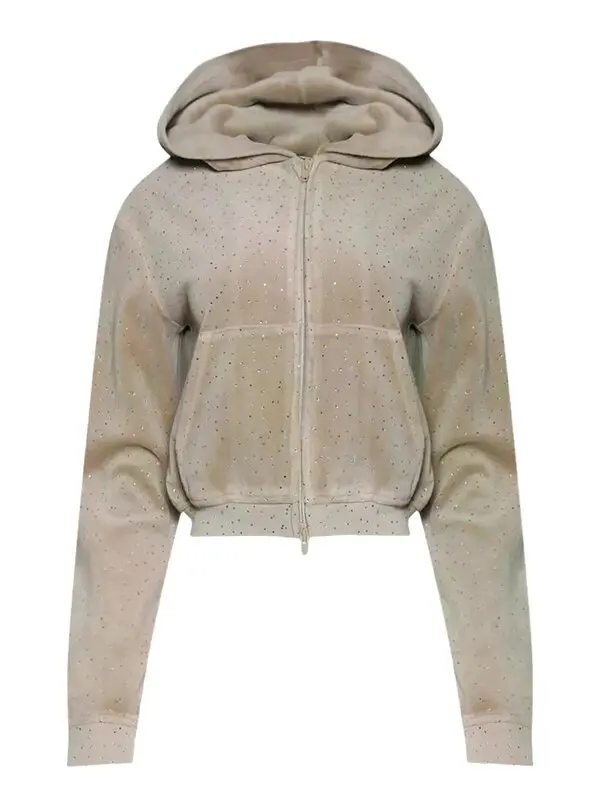 Alexander Wang Embellished Zip Up Hoodie - Neutrals