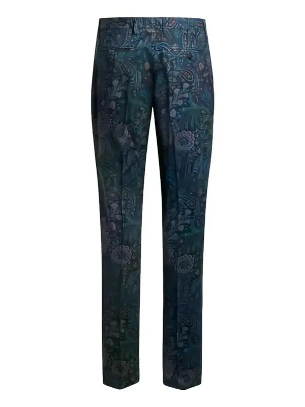 Etro Tailored Floral-motif Trousers - Blue