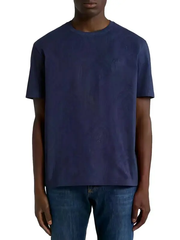 Etro Cotton T-shirt With Arnica Motif - Blue