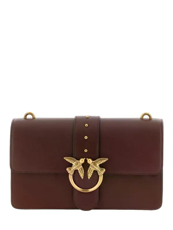 Pinko Love One Classic Leather Crossbody Bag - Red