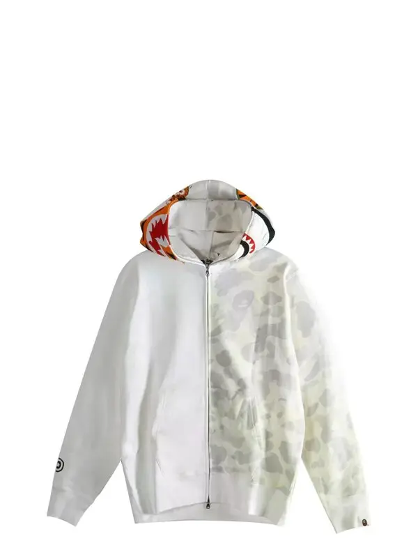 A BATHING APE Camo Shark Zip-up Hoodie - White