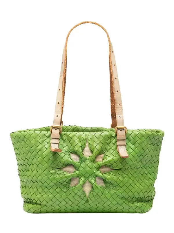 Bottega Veneta 2000-2007 Nappa Intrecciato Marquise Flower Tote Bag - Green