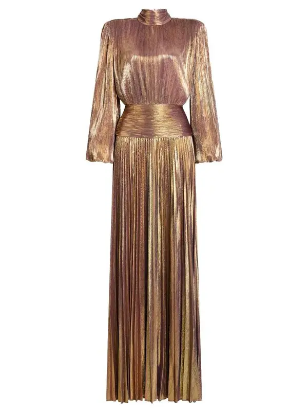 Retrofete Brienna Pleated Maxi Dress - Gold