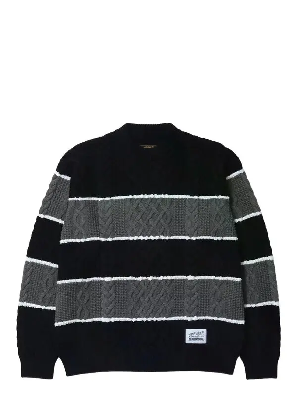 NEIGHBORHOOD Striped Cable-knit Sweater - Black