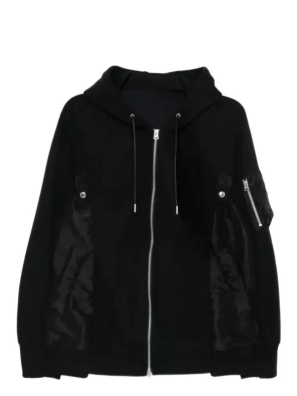 Sacai Hooded Zip-up Bomber Jacket - Black