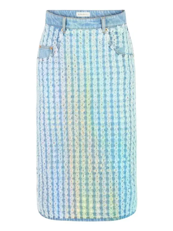 Nina Ricci Midi Denim Skirt - Blue