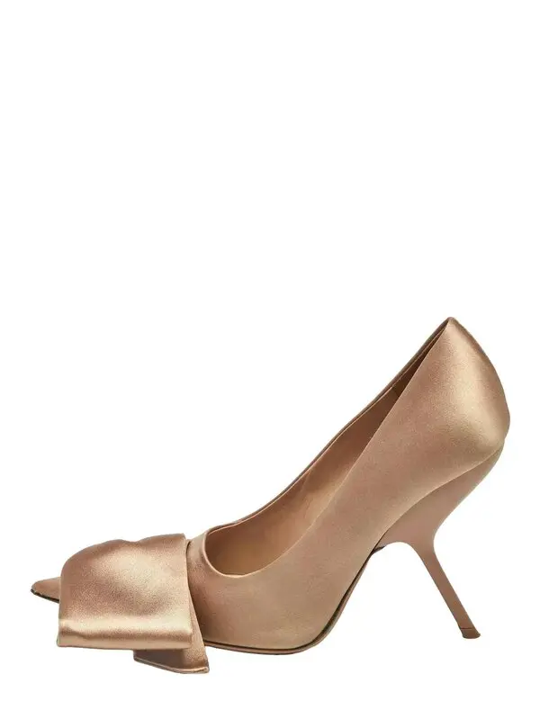 FERRAGAMO Satin Bow-detail Pumps - Neutrals