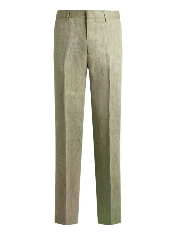 Etro Chevron-motif Straight-leg Trousers - Green