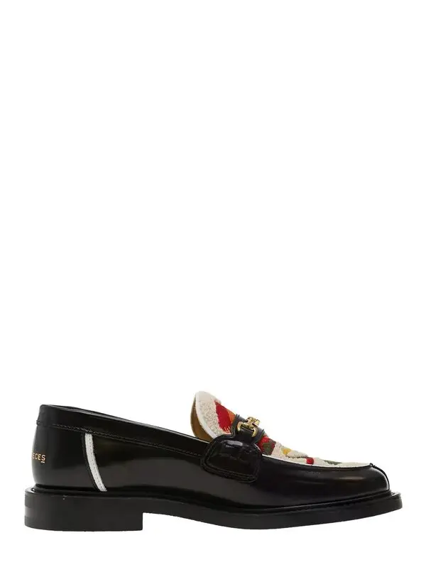 Filling Pieces Embroidered Chain Loafers - Black