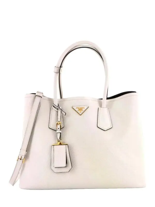 Prada Cuir Double Saffiano Leather Large Tote Bag - Neutrals