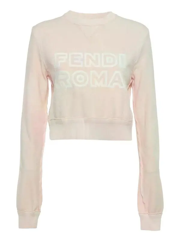 Fendi Logo Embroidery Cropped Sweater - Pink