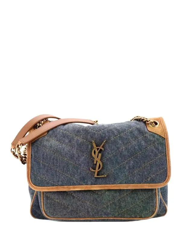 Saint Laurent Niki Chain Flap Medium Shoulder Bag - Blue