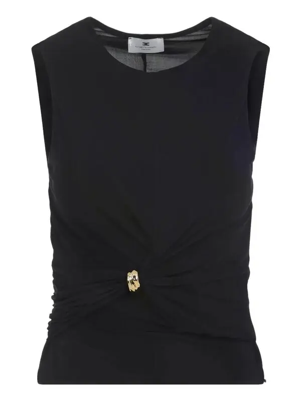 Elisabetta Franchi Knot-detail Ruched Top - Black