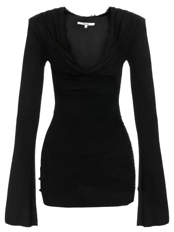 MANURI Alma Lace-trim Mini Dress - Black