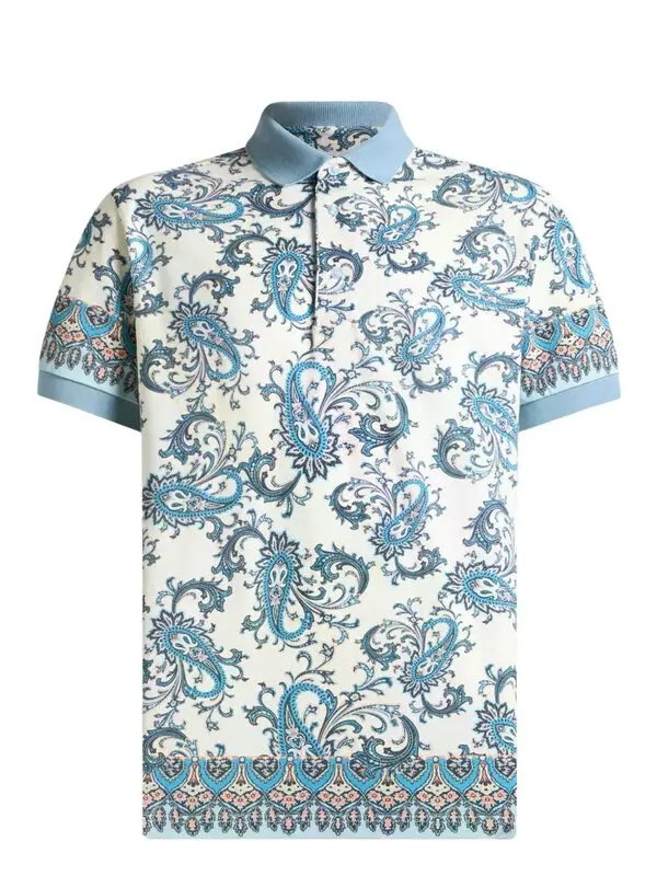 Etro Placed-print Cotton Polo Shirt - Neutrals