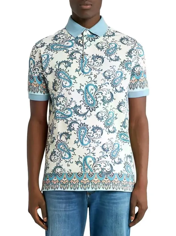 Etro Placed-print Cotton Polo Shirt - Neutrals