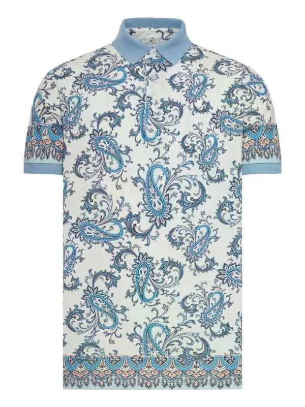 Etro Cotton Polo Shirt With Placed Print - Neutrals