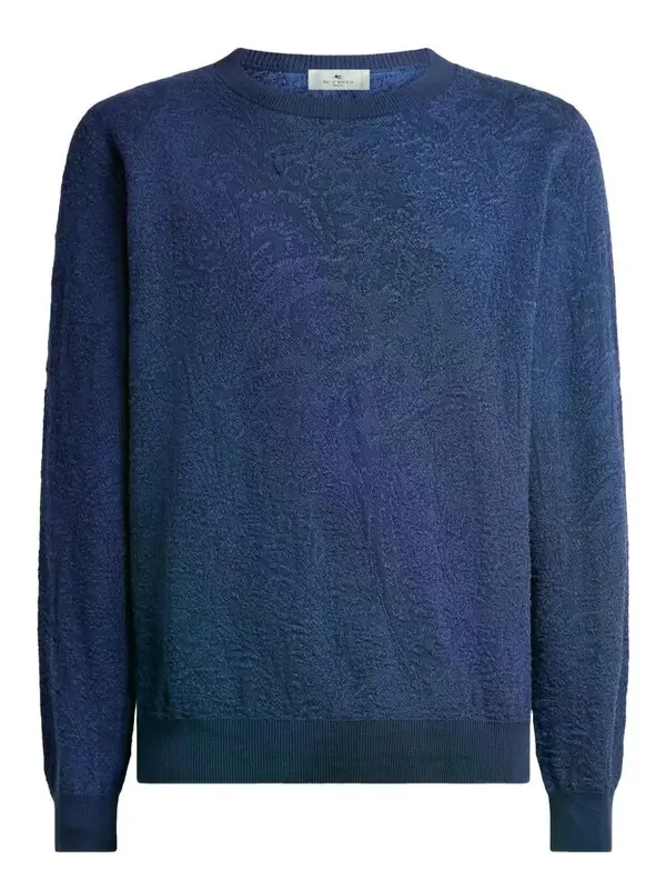 Etro Floral Paisley-motif Cotton Sweater - Blue