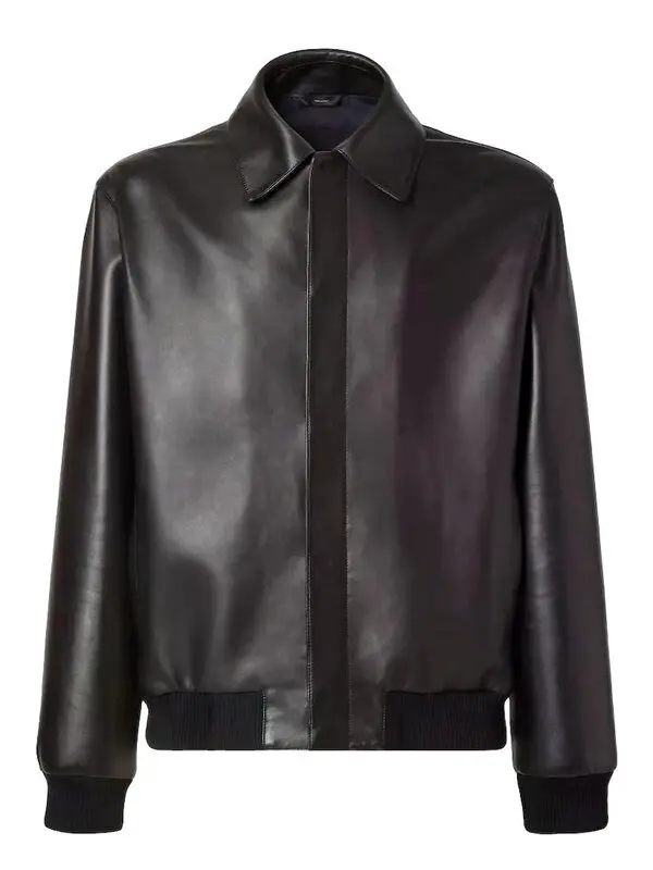 Fendi Leather Blouson Jacket - Black