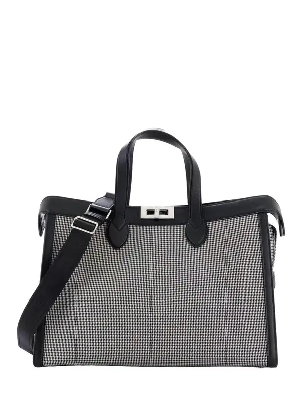 Fendi Peekaboo Iseeu Forty8 Houndstooth Wool Satchel - Black