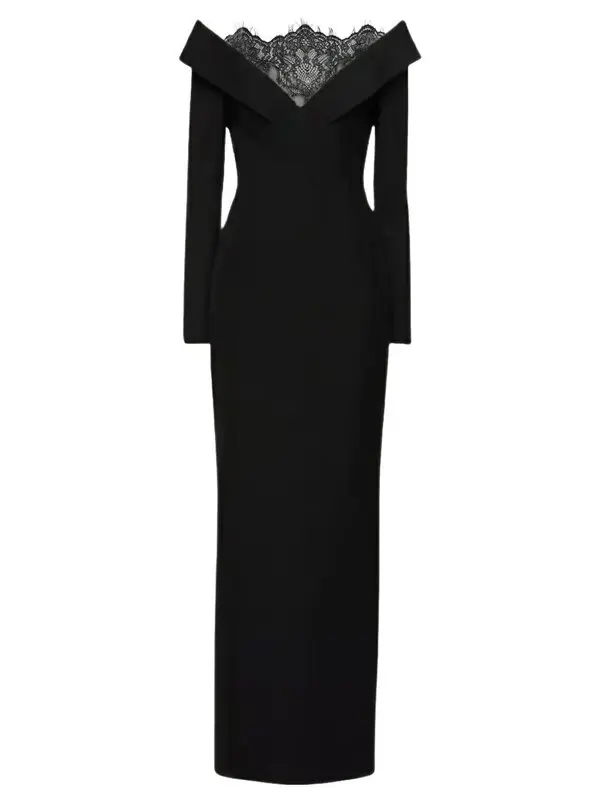 Roland Mouret Lace-insert Column Gown - Black