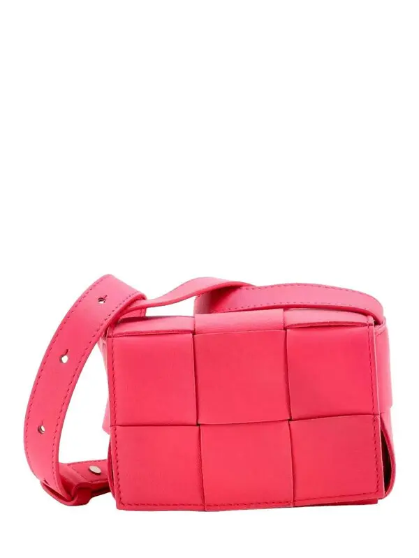 Bottega Veneta Cassette Maxi Intrecciato Leather Crossbody Bag - Pink