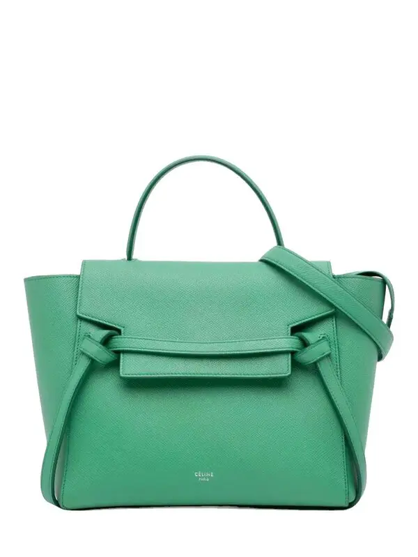 Celine 2017 Mini Grained Calfskin Belt Bag Satchel - Green