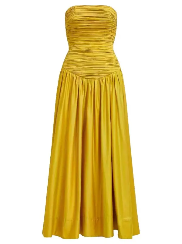 Aje Strapless Midi Dress With Pockets - Yellow