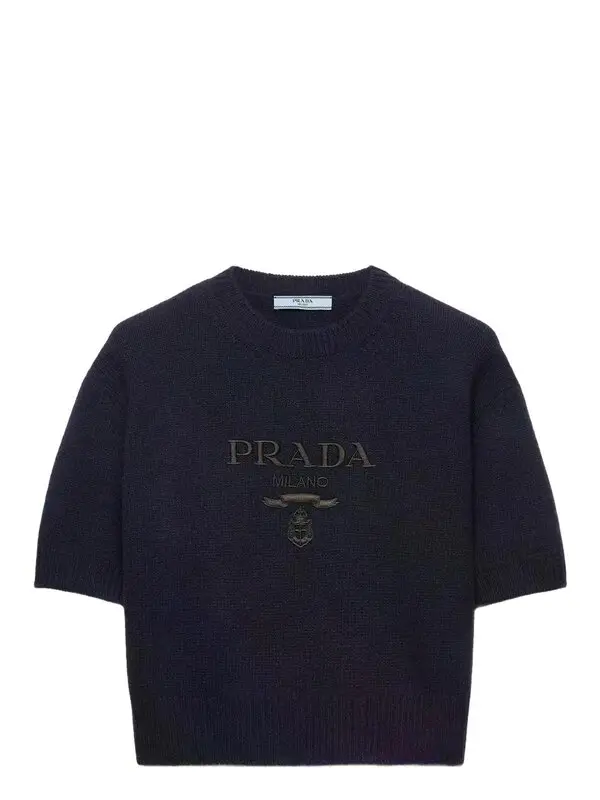 Prada Logo-embroidered Knitwear - Blue
