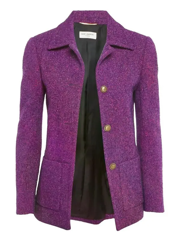 Saint Laurent Metallic Tweed Jacket - Purple