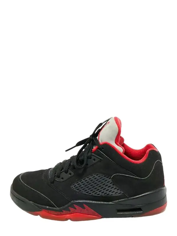 JORDAN Air 5 Nubuck Leather Sneakers - Black