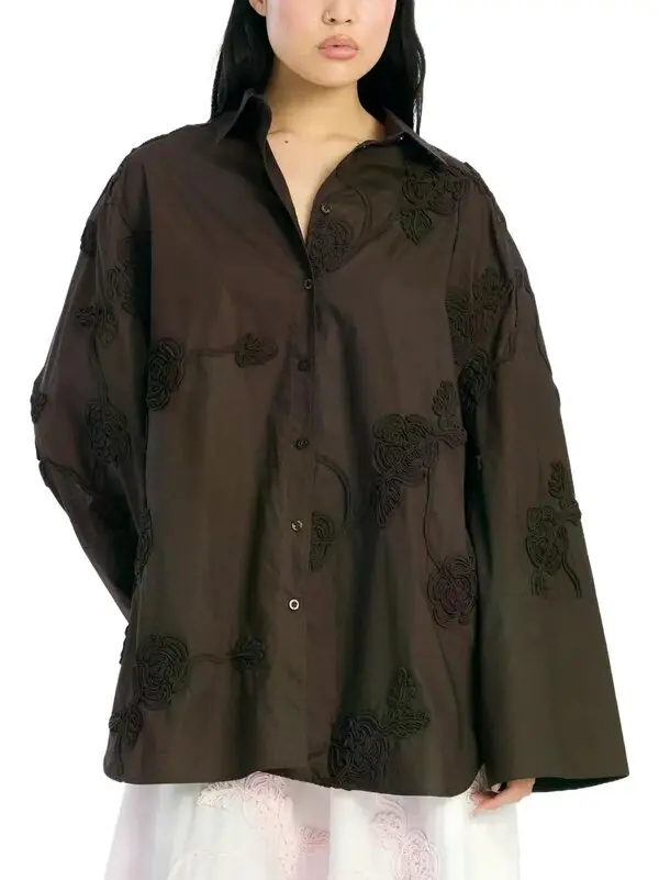 ROTATE BY BIRGER CHRISTENSEN Flower Oversized Shirt - Brown
