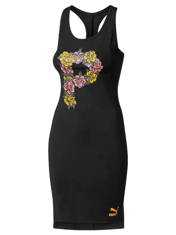 PUMA Floral Print Midi Dress - Black