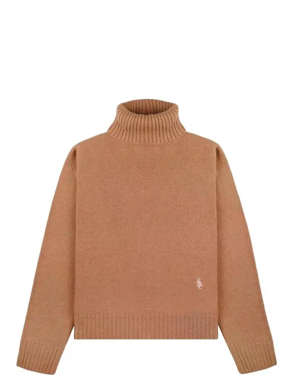 SPORTY & RICH Logo-embroidered Turtleneck Sweater - Brown