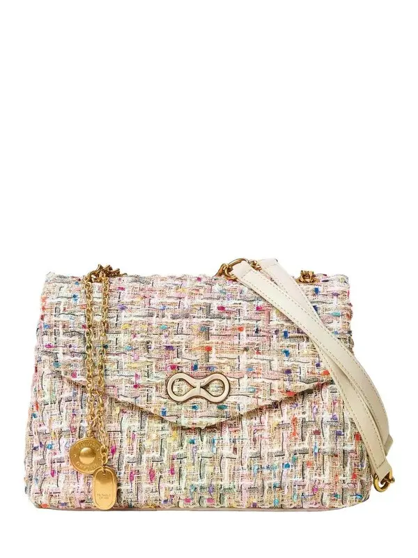 TWINSET Tweed Chain Satchel - Neutrals