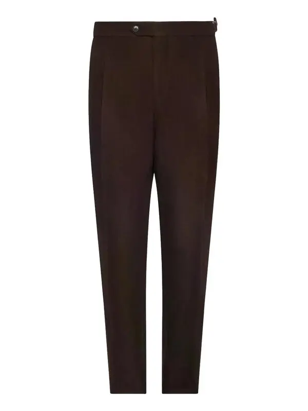 FRANZESE COLLECTION Double Waistband Dart Trousers - Brown