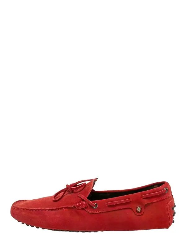 TOD'S Calf Suede Tie Slip-ons - Red