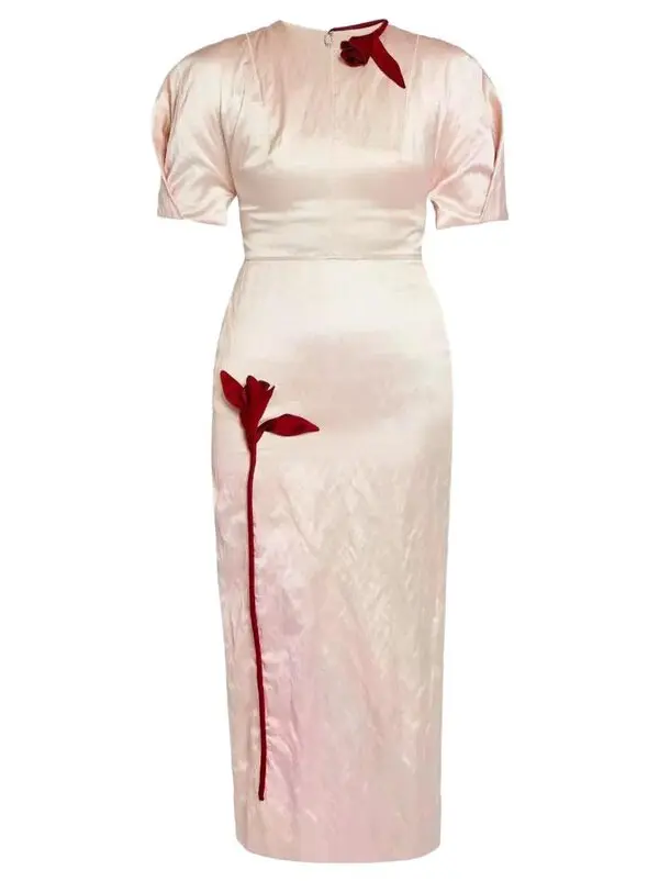 Erdem Embroidered Detail Midi Dress - Pink
