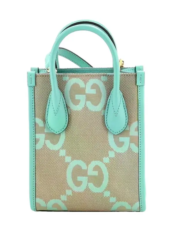 Gucci Vertical Tote Jumbo Gg Canvas Mini Crossbody Bag - Green