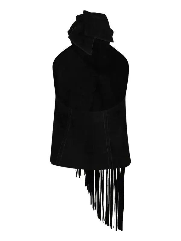 Johanna Ortiz Sonora Fringed Halterneck Top - Black