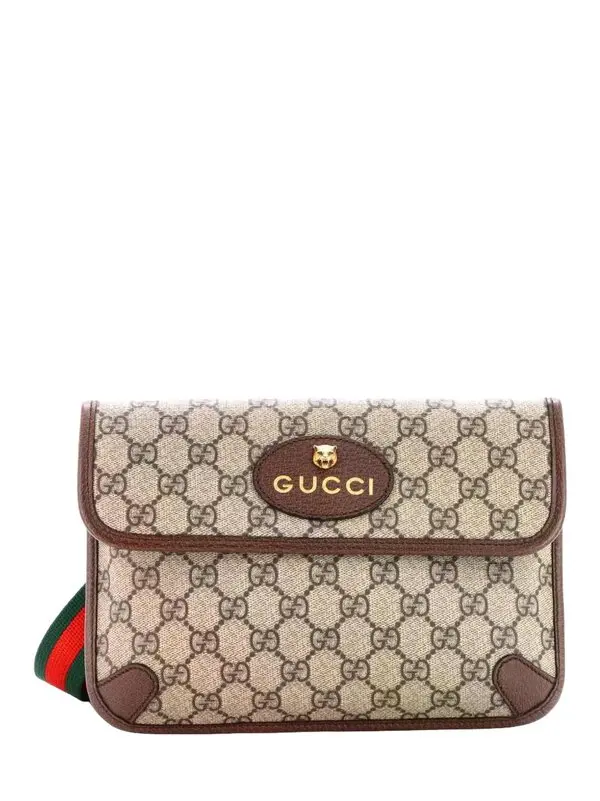 Gucci Neo Vintage Flap Gg Coated Canvas Belt Bag - Brown