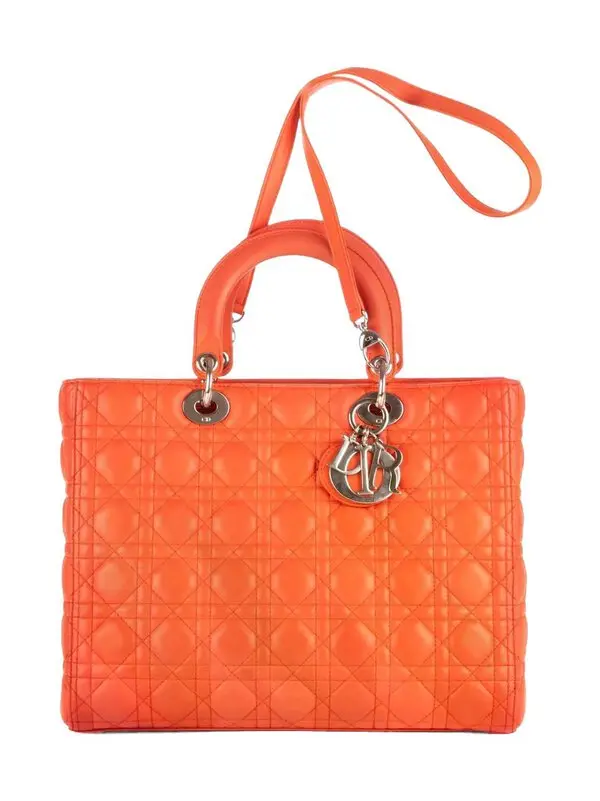 Dior Large Lady D-logo Tote Bag - Orange